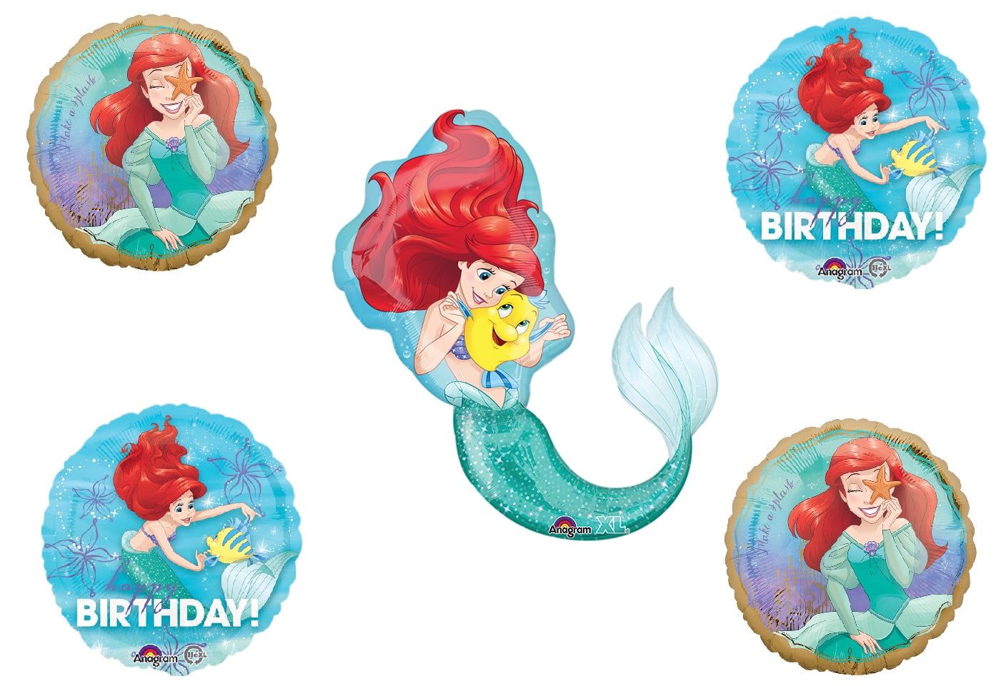 Disney Little Mermaid Ariel 5 piece Balloons Decoration Birthday Party ...