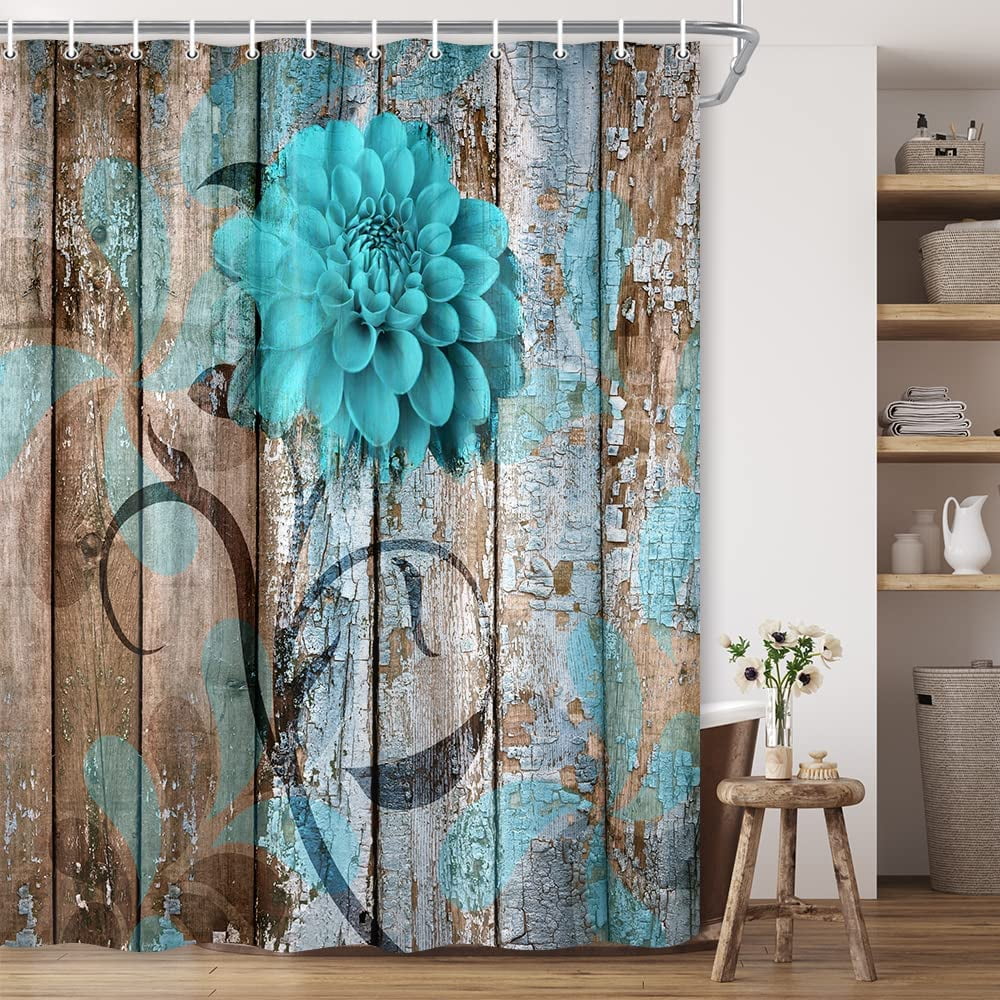 Click here for Hongchun Rustic Flower Shower Curtain  Teal Floral... prices