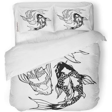 HATIART 3 Piece Bedding Set Fish of Koi Carp Coloring Page Yin Yang ...