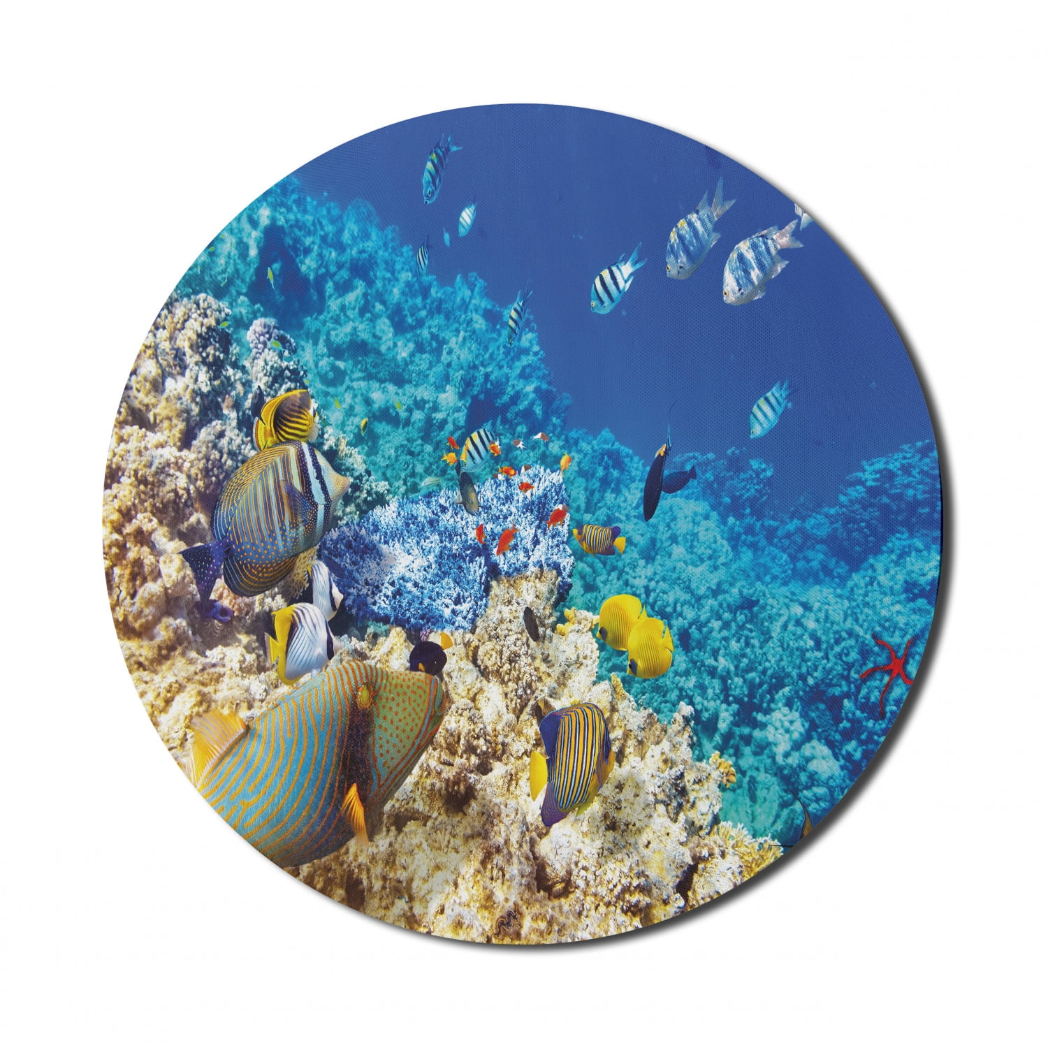 Fish Mouse Pad for Computers, Barrier Reefs Covered Sea with Lagoon and ...