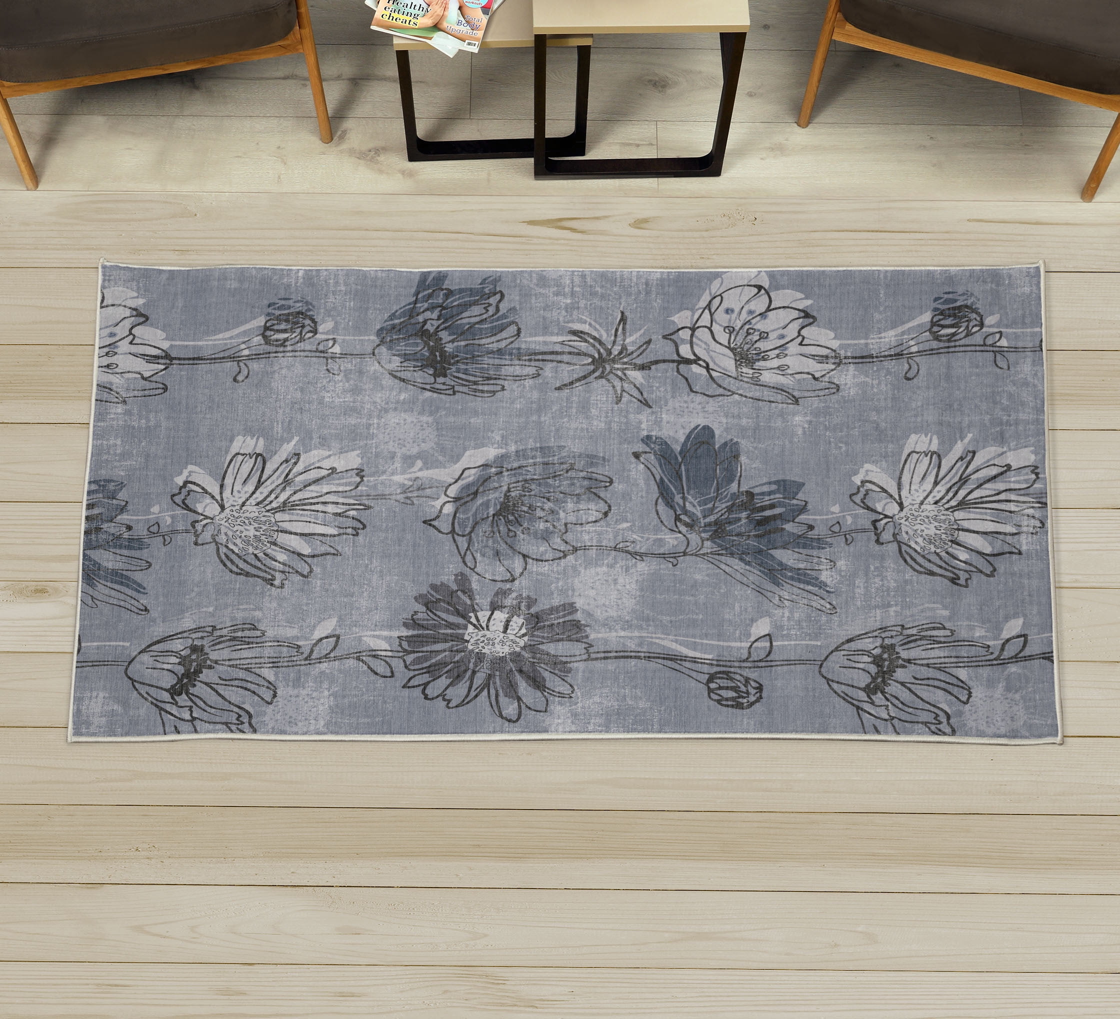 Spring Decorative Rug, Season of New Hopes Petals Blossoms Summer ...