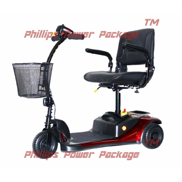 Shoprider Dasher 3 Portable Travel Scooter, 3 Wheel, Red, Long Distance ...