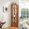 Corner Curio Cabinet with Glass Doors and Light, MDF Display Case for ...