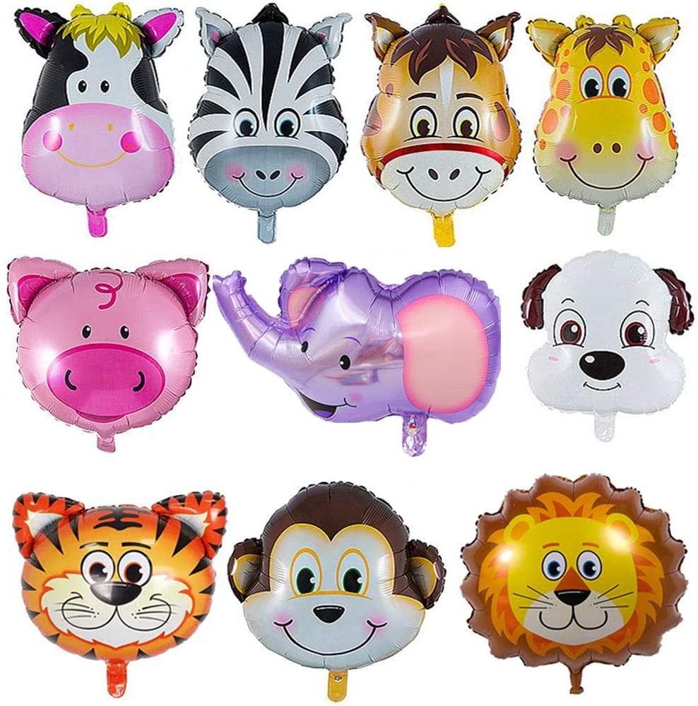 Animal head Balloon Jumbo Balloons, Animal Foil Balloon, 10 Piece Party ...