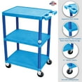 Luxor 18" x 24" Three Shelf Flat Utility Cart - Blue - Walmart.com