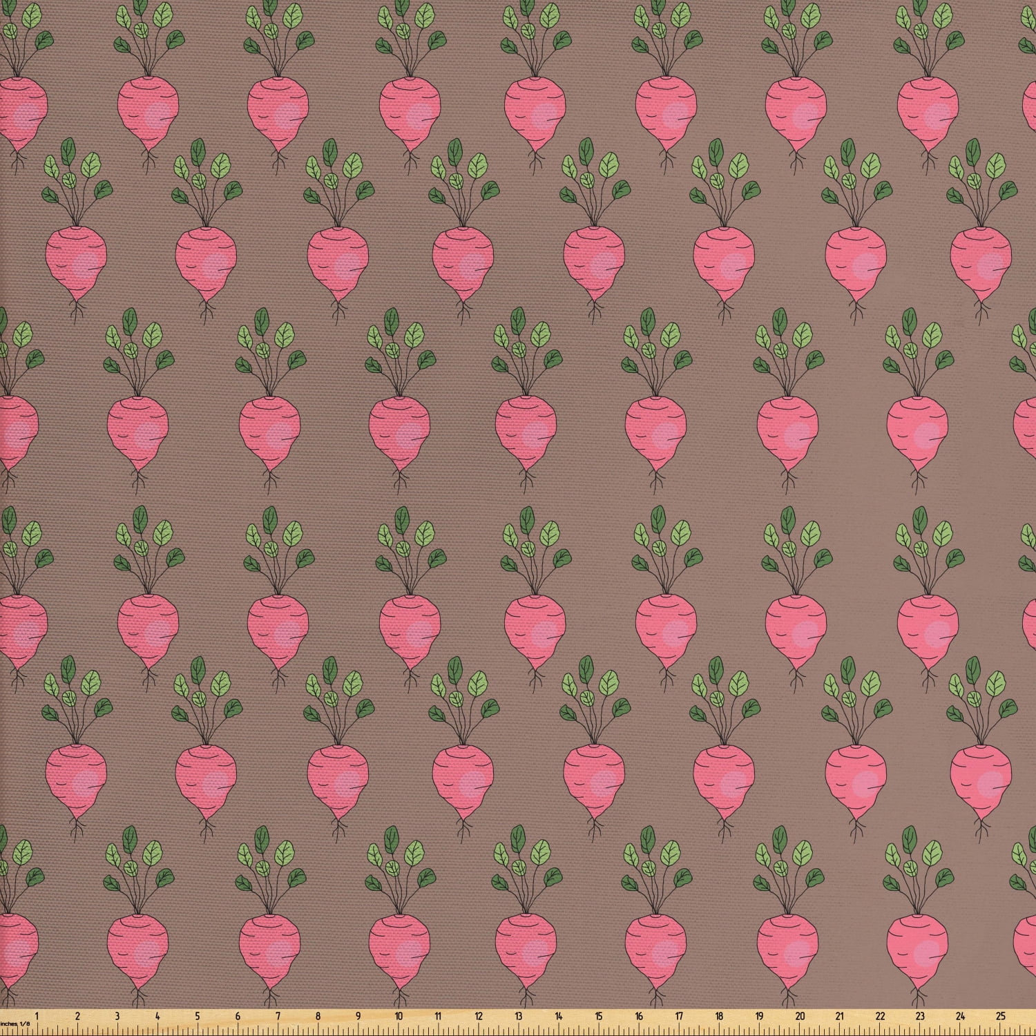 Vegetable Upholstery Fabric by the Yard, Hand Drawn Turnip Pattern ...