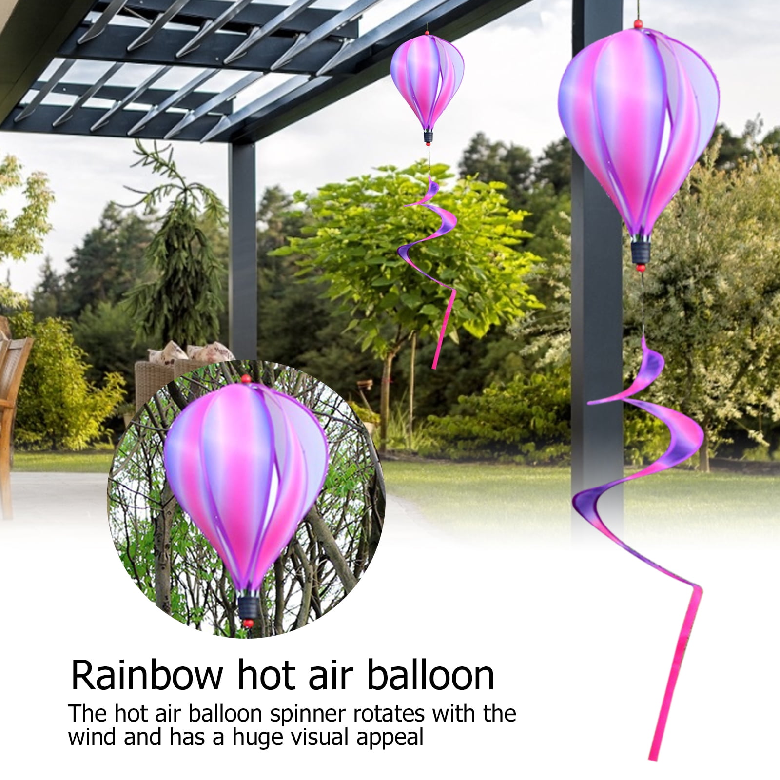 Hot Air Balloon Wind Spinner Rainbow Kinetic Hanging Wind Twister ...