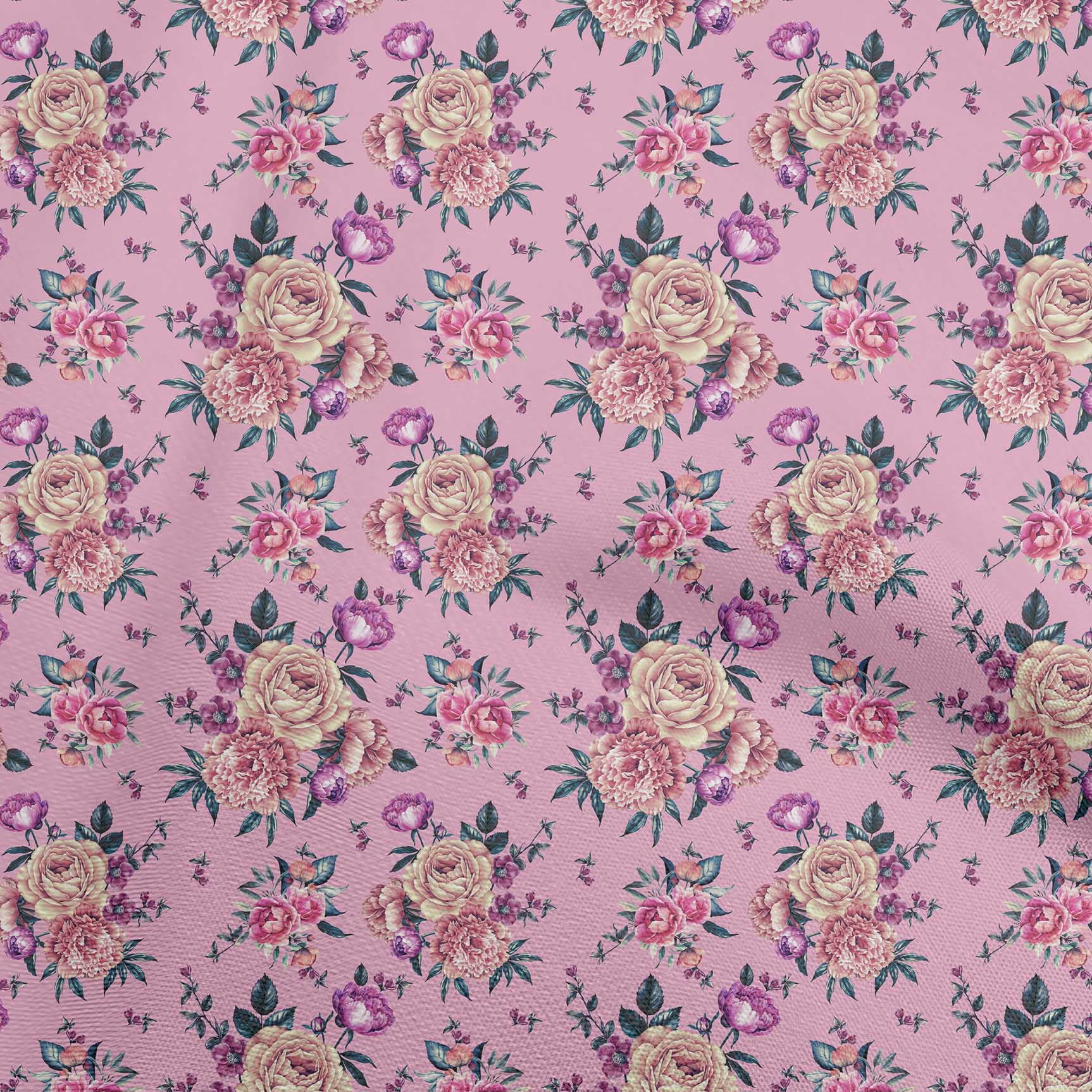 oneOone Rayon Light Pink Fabric Florals Dress Material Fabric Print ...