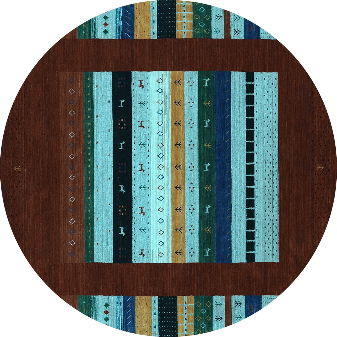 Ahgly Company Indoor Round Abstract Light Blue Contemporary Area Rugs ...