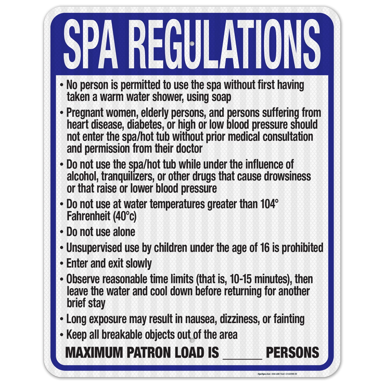 Nebraska Spa Regulations Sign, Complies With State Of Nebraska Pool ...