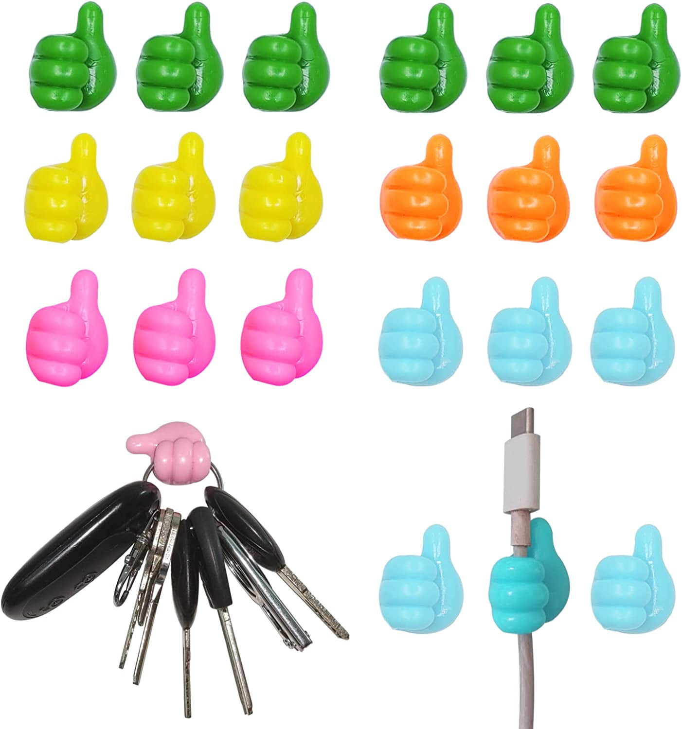 Key Hooks for Wall, 24Pack Adhesive Cable Clips, Desk Cable Management ...