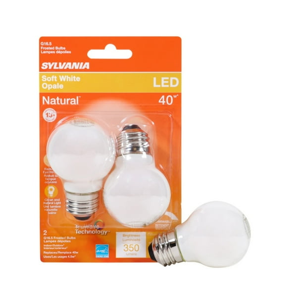 Sylvania 40799 G16.5 LED Bulb, Frosted, 350 Lumens - Walmart.com