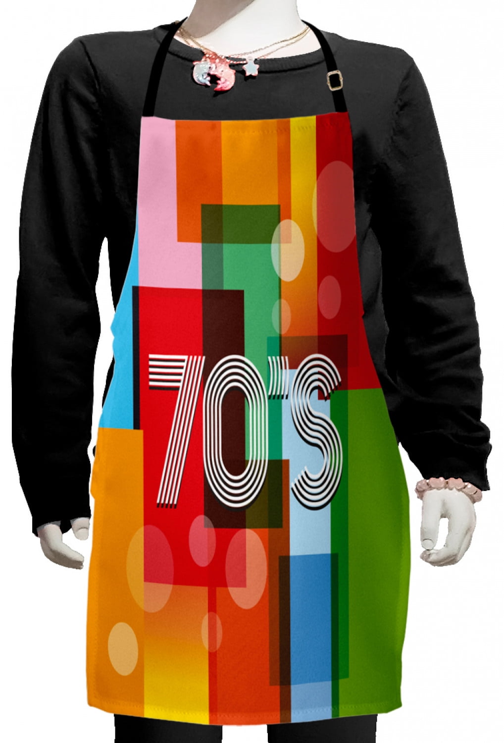 70s Party Kids Apron, Retro Groovy Art Backdrop Colorful Geometric ...