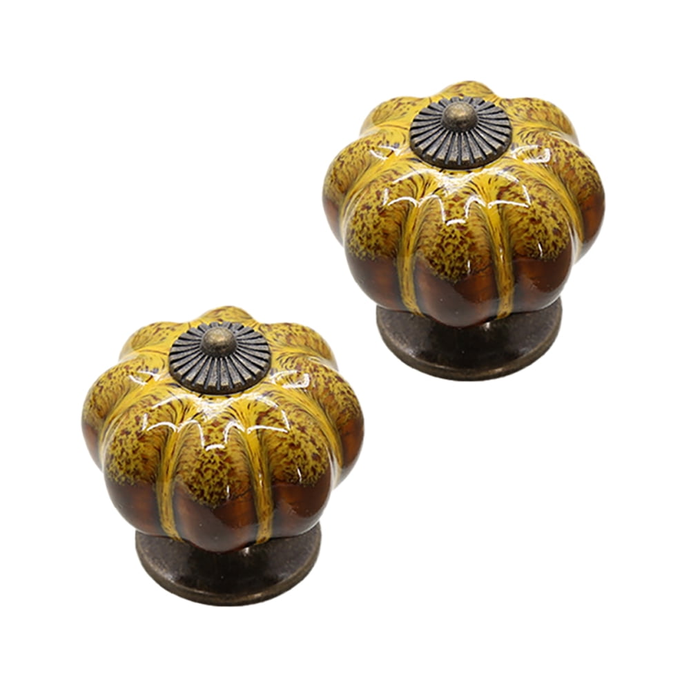 KYAIGUO 2 PCS Pumpkin Drawer Knobs Exquisite Ceramic Dresser Drawer ...