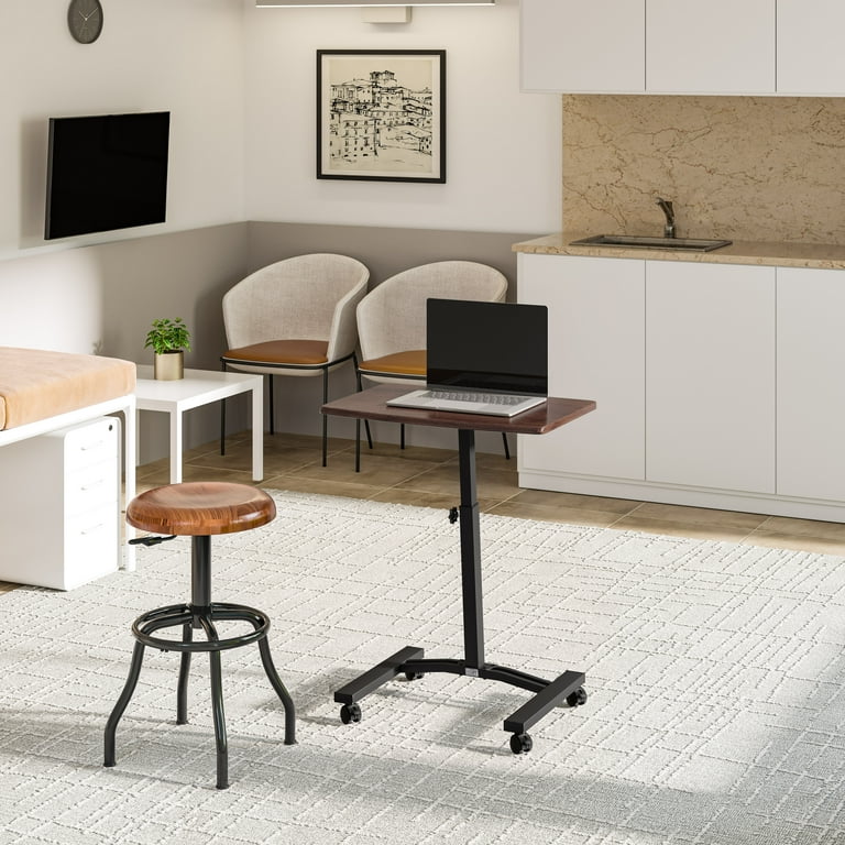 Portable Computer Cart Desk Height Adjustable Rolling Laptop Cart