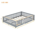 uhomepro Queen Floor Bed Frame, Floor Bed Frame with Fence and Door ...