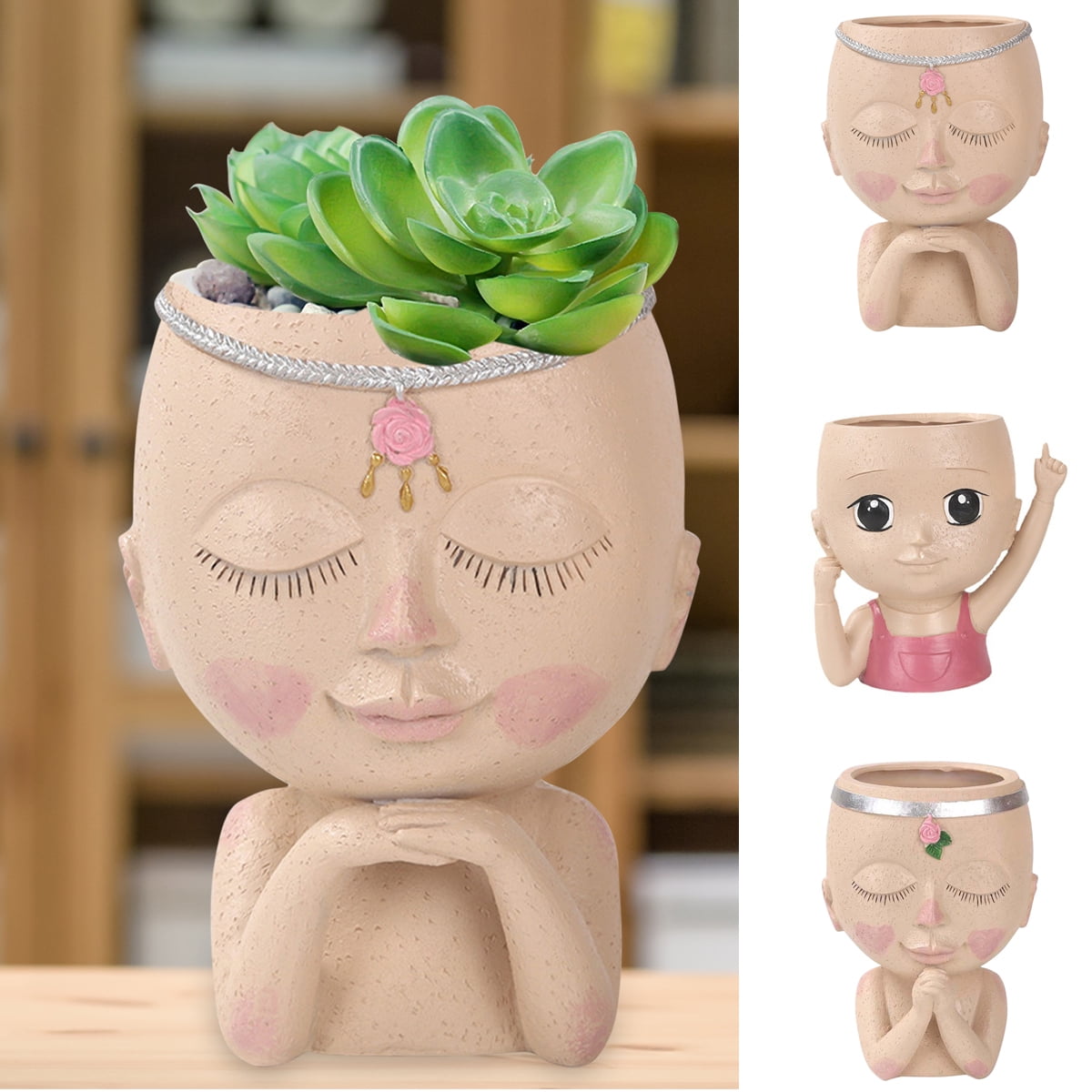 Cheers US Face Flower Pot Head Planter Pot Face Planter, Lady Plant ...