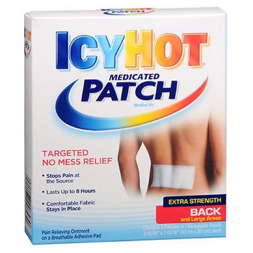 Parches medicinales Icy Hot, extra fuertes, grandes, 5 unida | Walmart ...