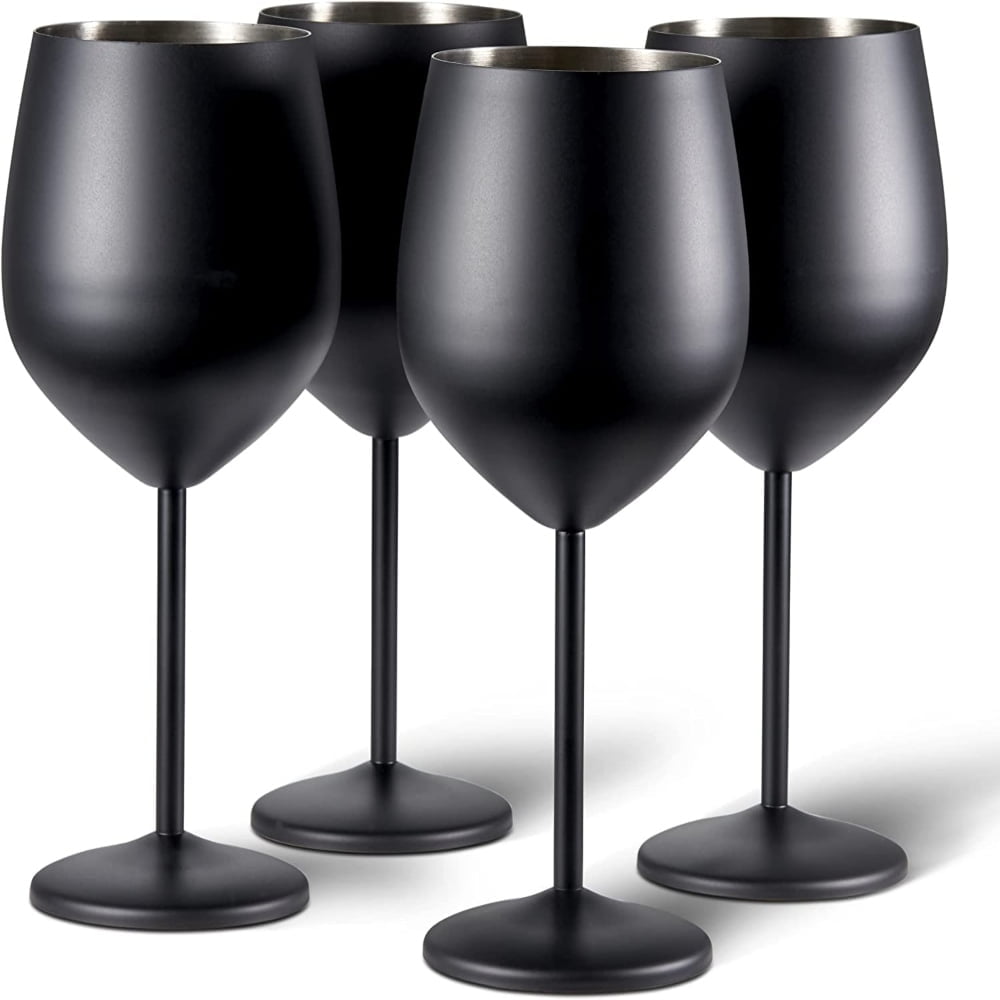 Click here for Yoptop 4 Black Wine Glasses  540 Ml - Matte Stainl... prices