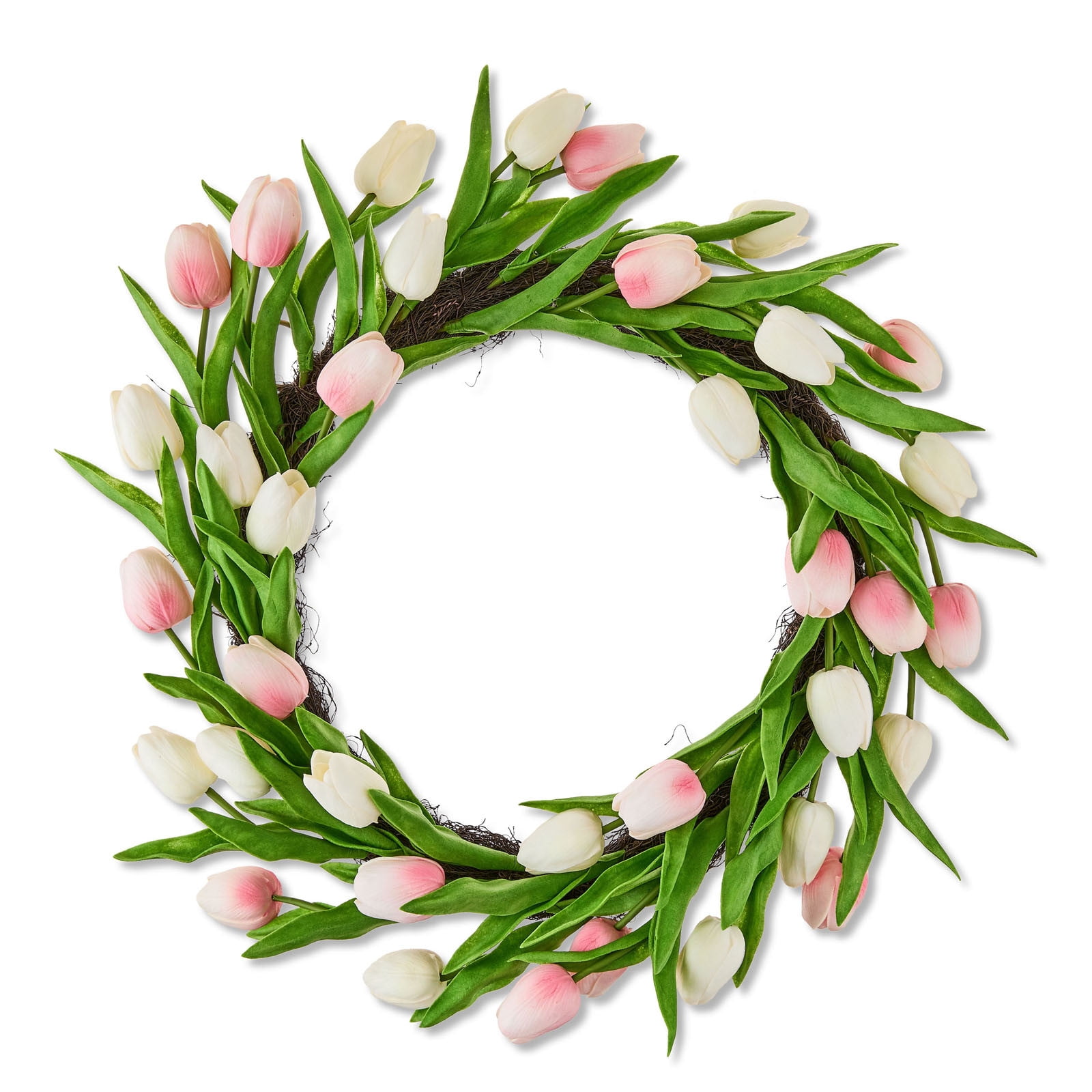 Click here for Aufmer Pink White Tulip Artificial Wreath  21 Inch... prices