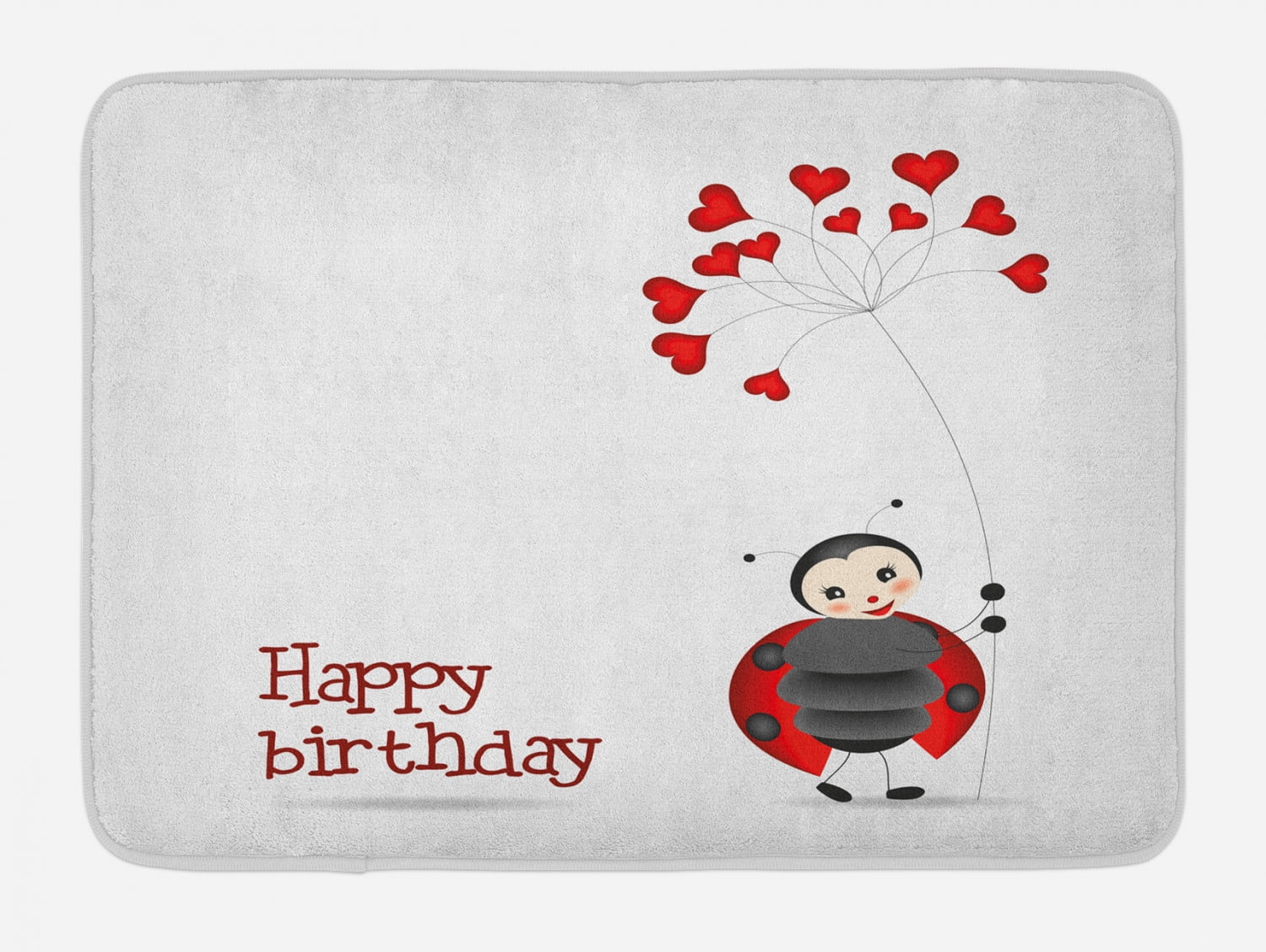 Kids Birthday Bath Mat, Ladybug Wings Flower Inspired Heart Shaped ...