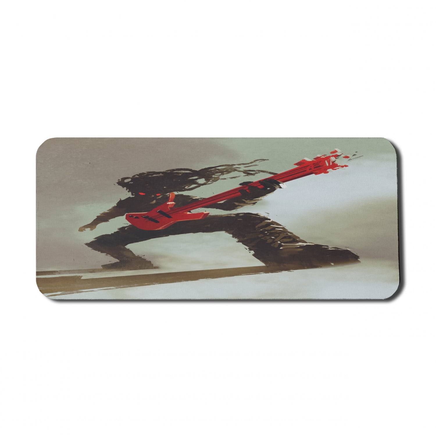 Fantasy Computer Mouse Pad, Rocker Guitarist Playing Bass Headbanging ...