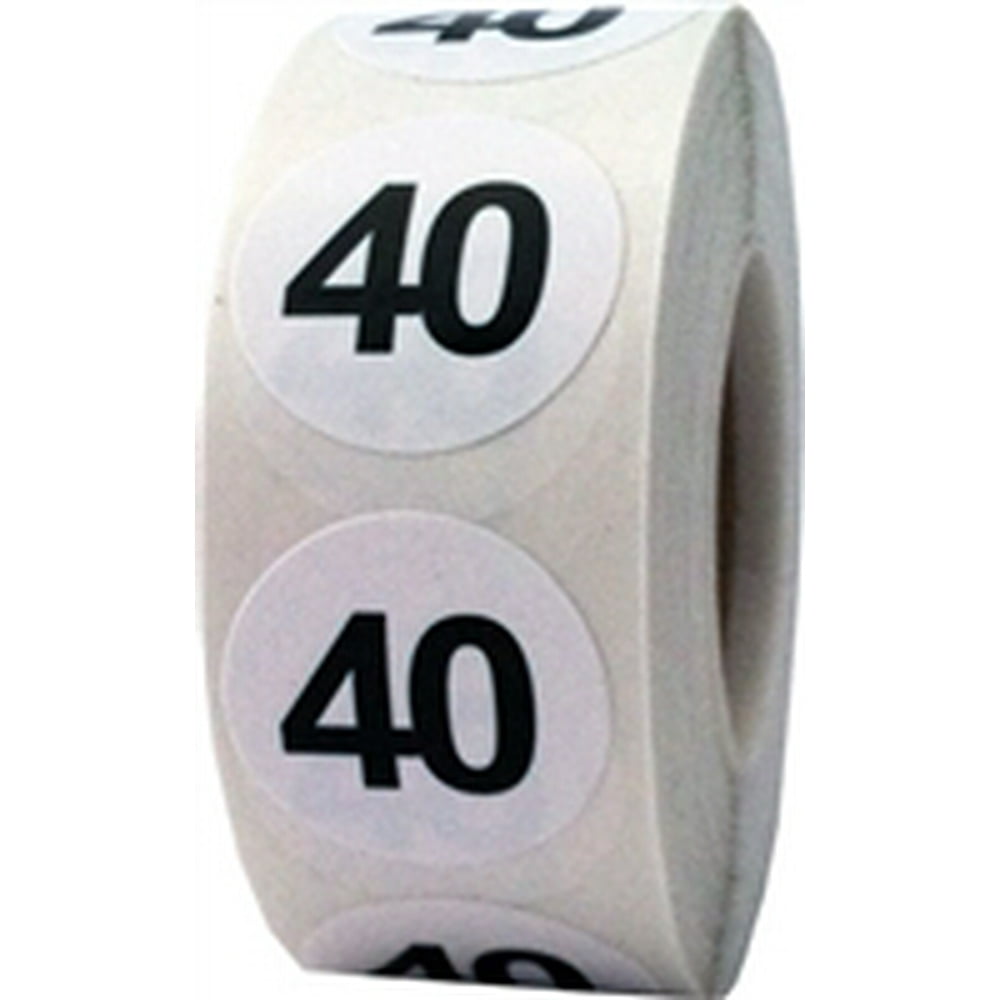 Circle Dot Number 40 Stickers | 0.75" Inch Round | 500 Pack - Walmart ...