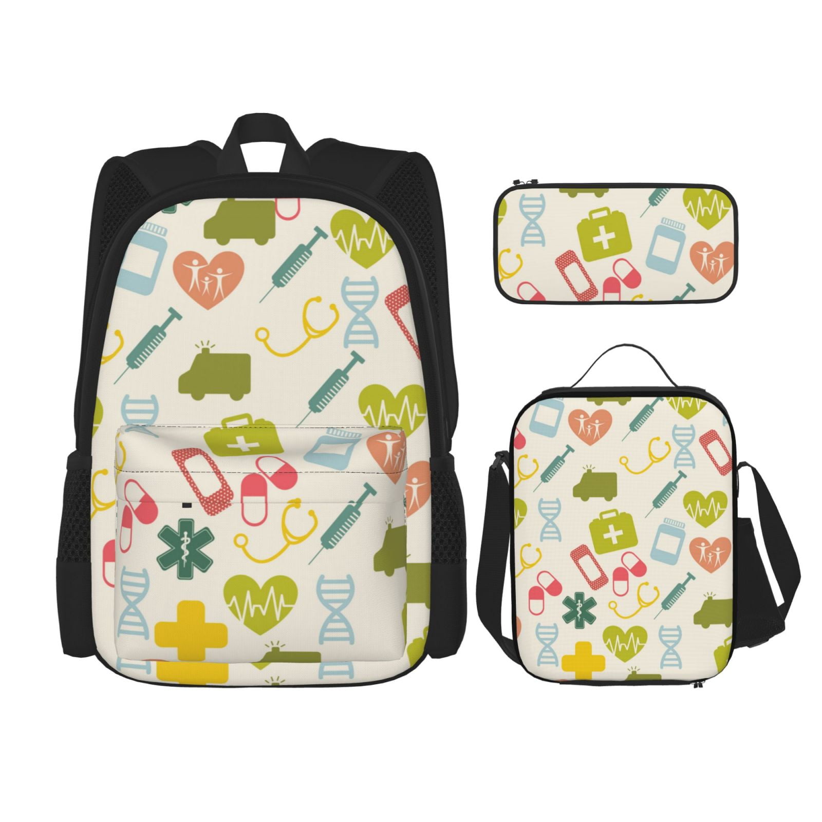 Balery Medical Icons Mochila escolar 3 en 1 para niños: mochila ...