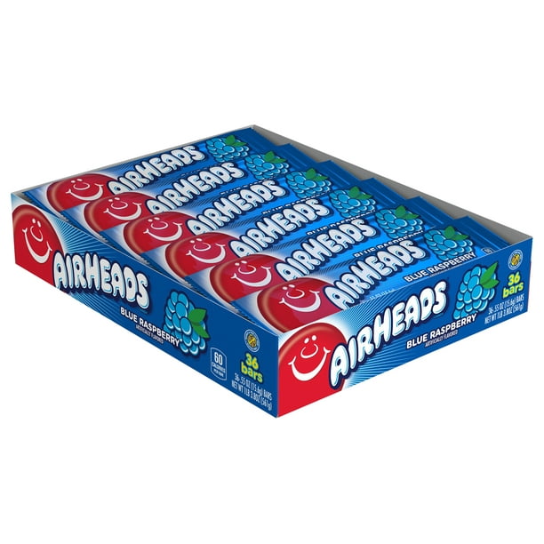 Airheads Candy Individually Wrapped Bars, Blue Raspberry, 36 Count ...