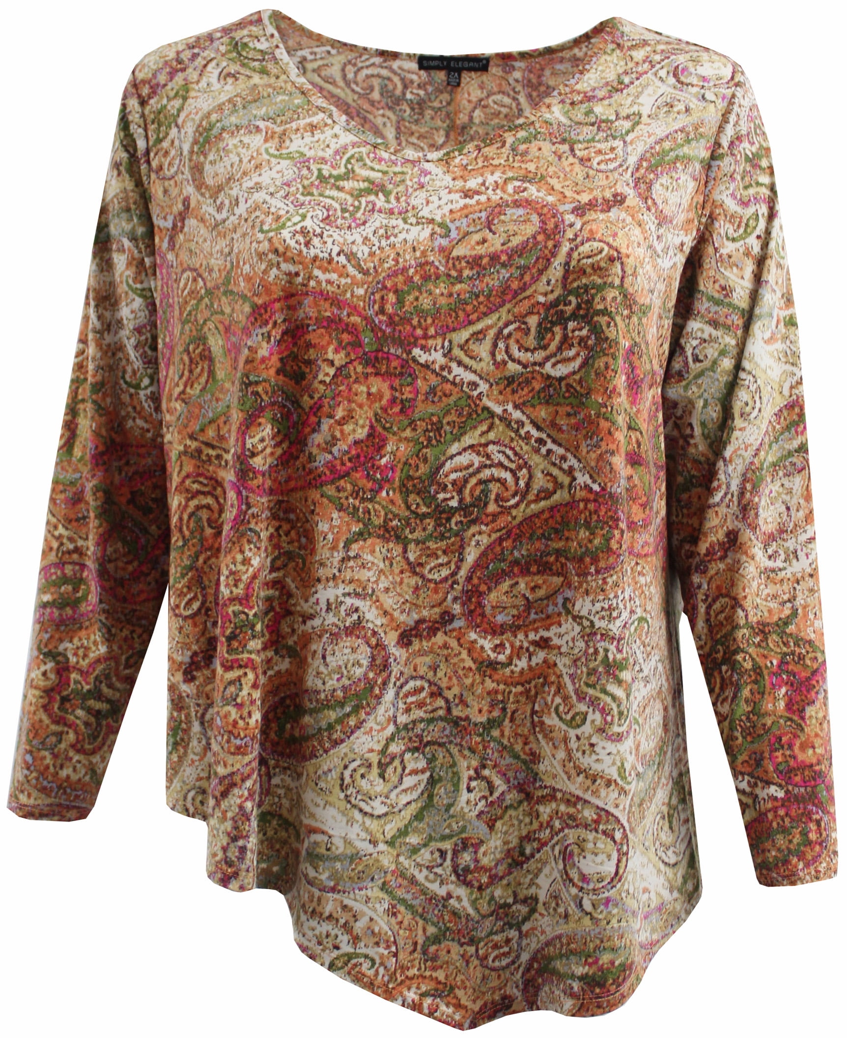 Womens Plus Size Colorful Paisley Flowy Knit Sweater Blouse Tee Shirt ...