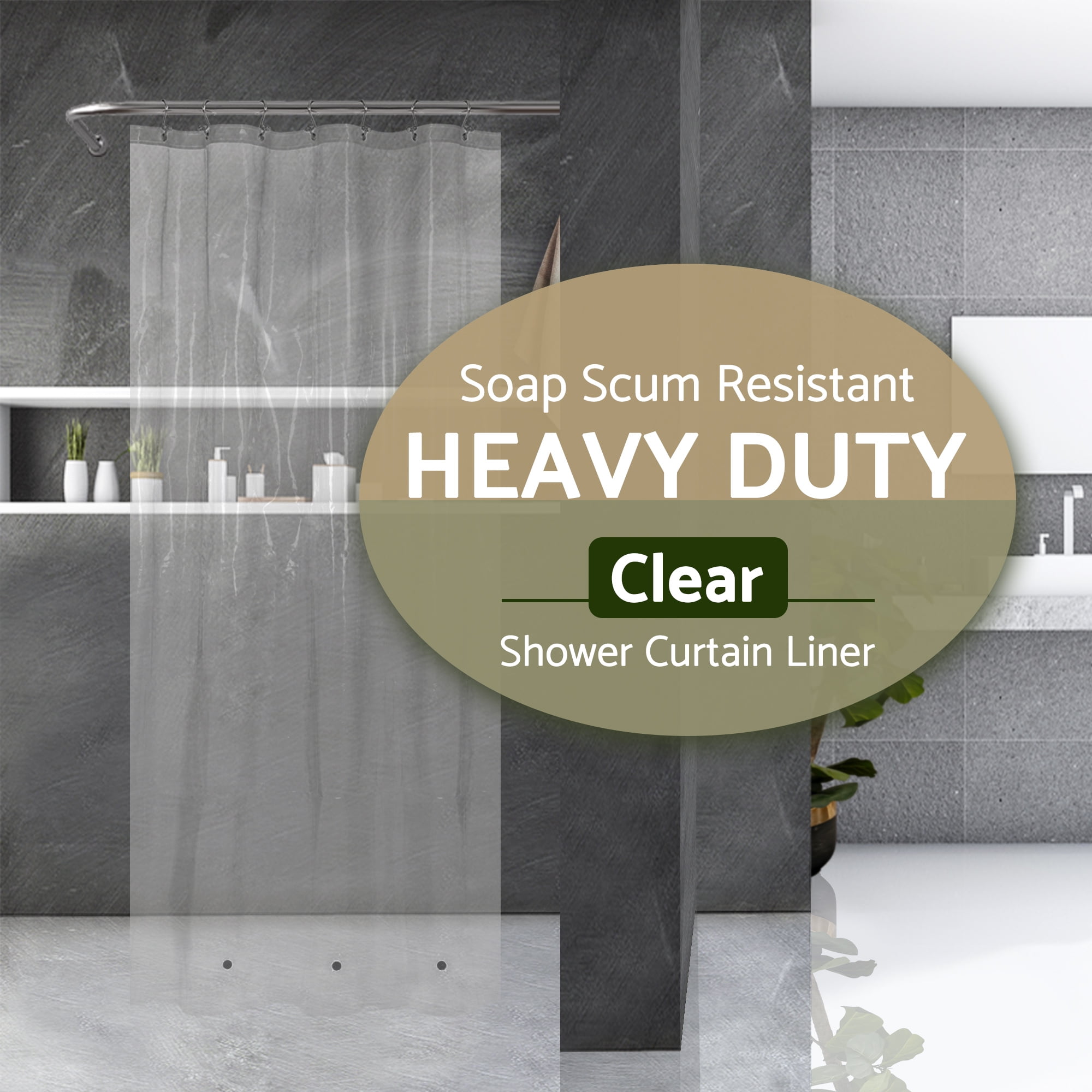 Mrs Awesome PEVA 8G Stall Shower Curtain Liner Clear Waterproof-36"W x ...