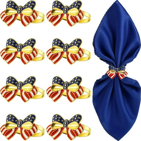 NETSENG8 Pieces Independence Day Napkin Rings Patriotic American Flag ...