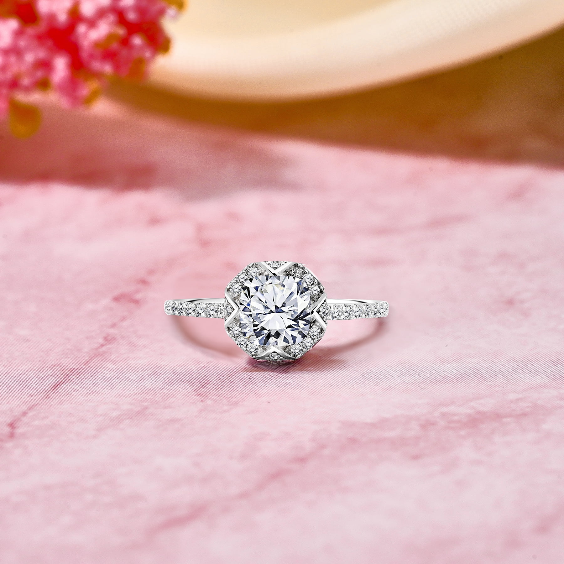 Cushion Cut Pave Engagement Rings