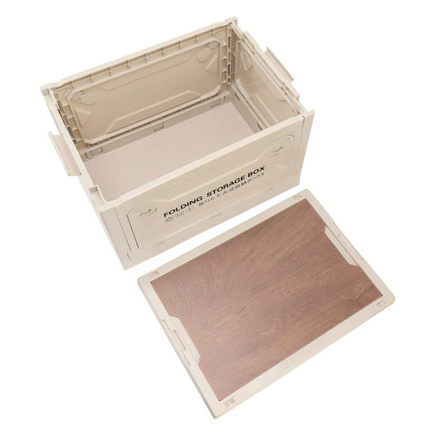 50L Large Collapsible Storage Bin With Wooden Lid Storage Containers ...