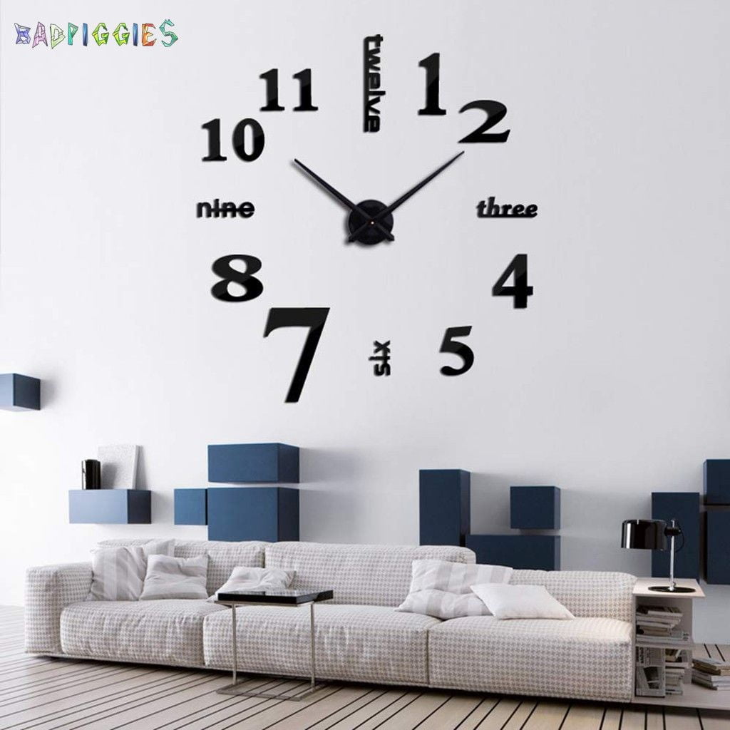 BadPiggies Large Black 3D Frameless Wall Clock Stickers DIY Wall ...