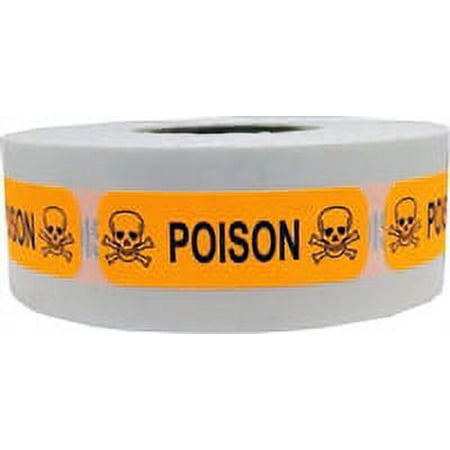 Fluorescent Orange Poison Warning Labels | 0.5 x 1.5" inches - 500 Pack ...