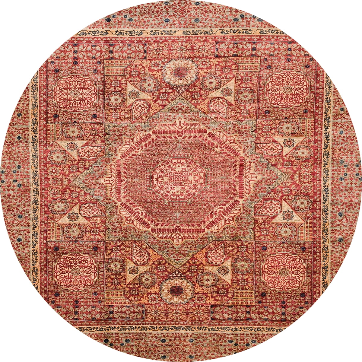 Ahgly Company Indoor Round Abstract Red Abstract Area Rugs, 3' Round ...