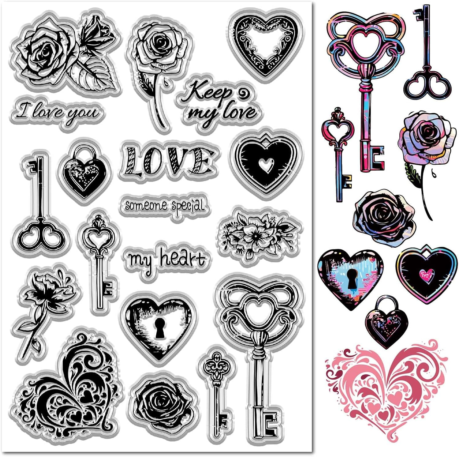 Sello de corazón de amor, corazones de San Valentín, sellos ...