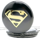 Superman Black and Gold Tarnish Resistant Pocket Watch Superman Super ...
