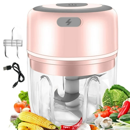 Electric Mini Food Chopper Small Food Processor Garlic Blender (Pink ...