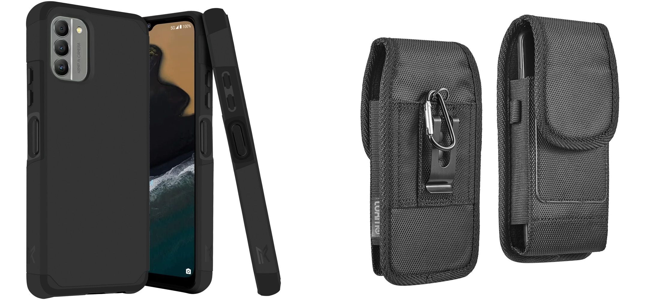 MK Armor Case for Nokia G400 5G and Vertical Nylon Belt Holster Pouch ...