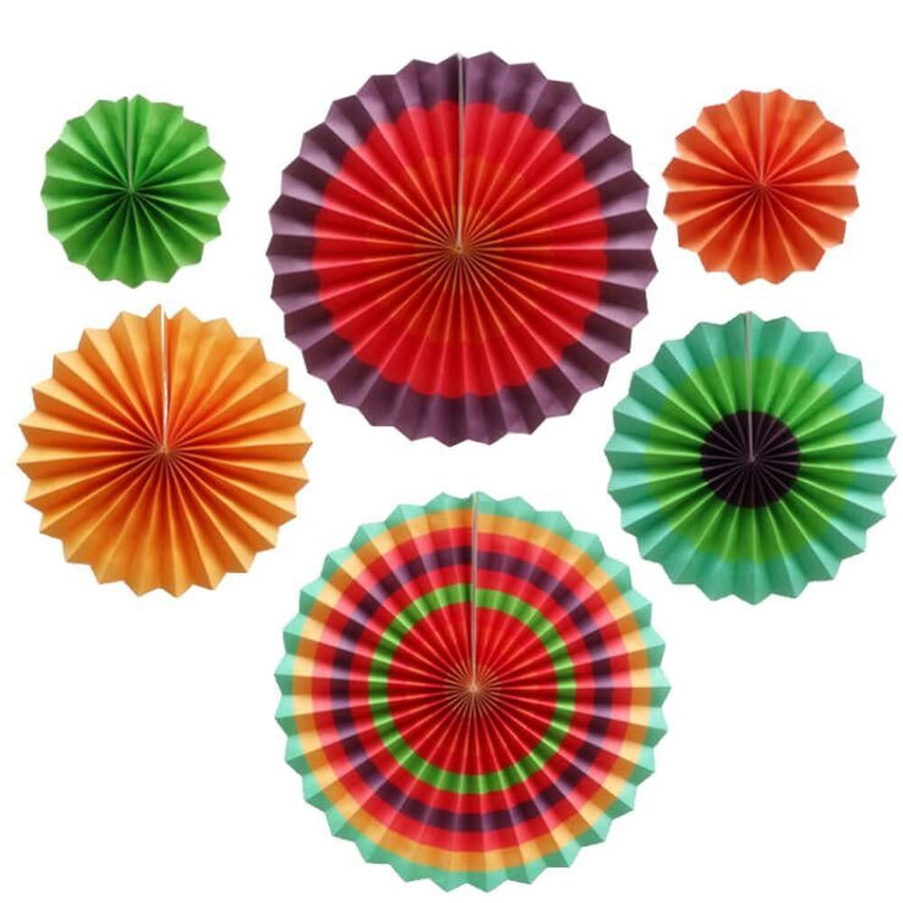 6 PCS Hanging Paper Fan Decorations, Paper Fan Flower for Wedding ...