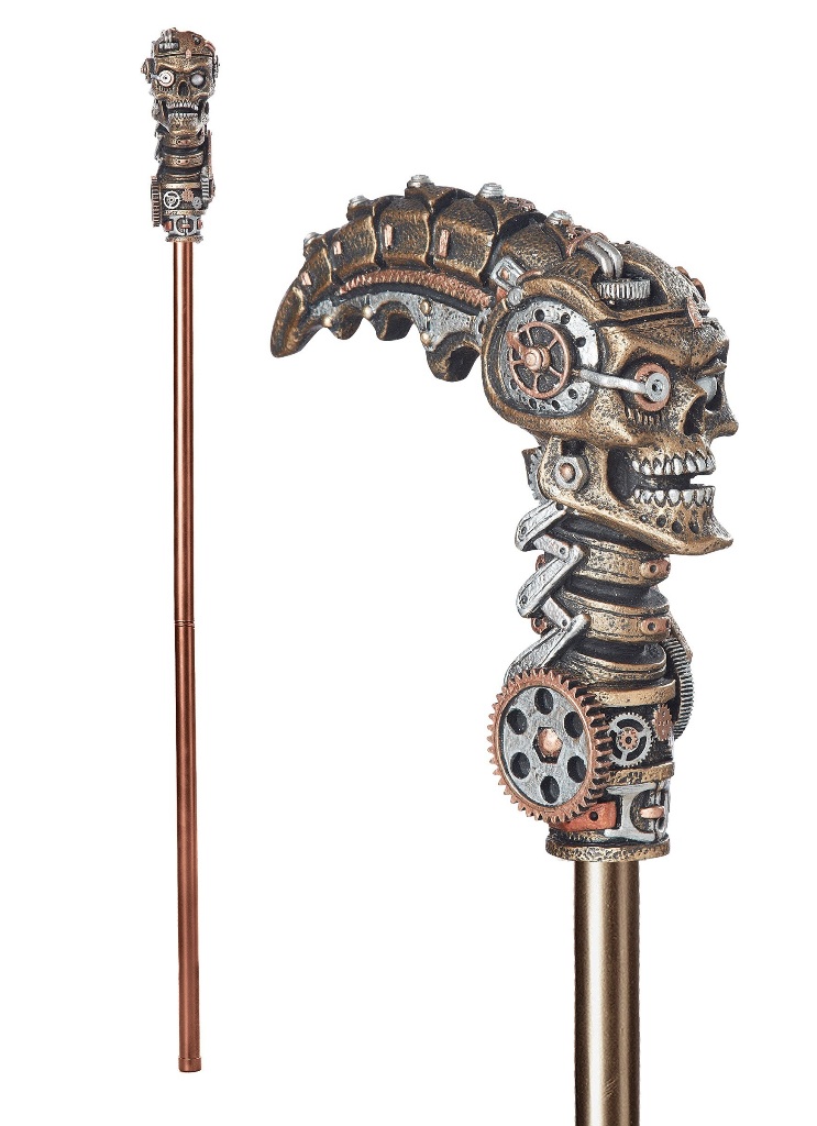 Steampunk Cane Mechanical Industrical Skull Costume Prop Realistic ...