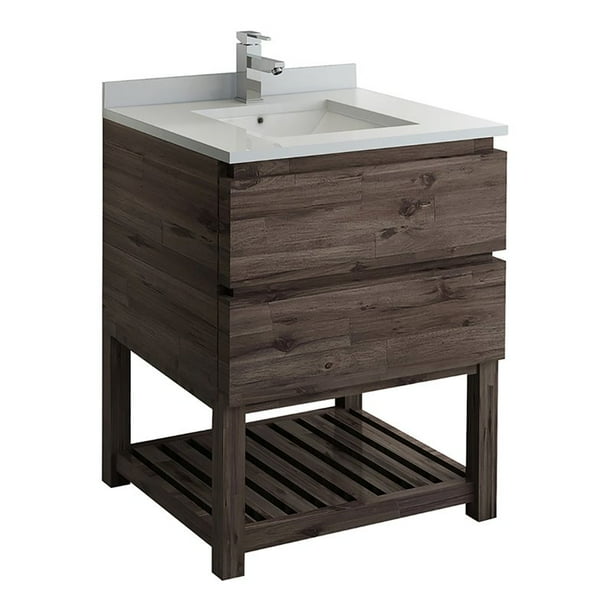 Fresca Formosa 30" Open Bottom Acacia Wood Bathroom Cabinet in Brown ...