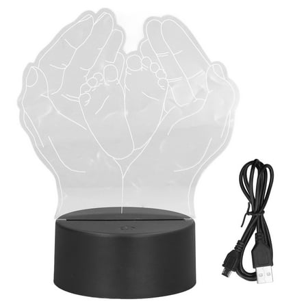 3D Night Light 7 Colors Touch Control 3D Unique Hands Supporting Feet ...