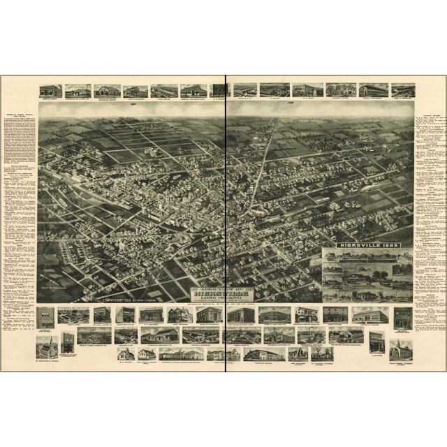 24"x36" Gallery Poster, 1925 aero-view map of Hicksville, Long Island ...