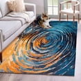 Abstract Ripples Area Rug 4x6 Washable Rug Non Slip Modern Art Orange ...