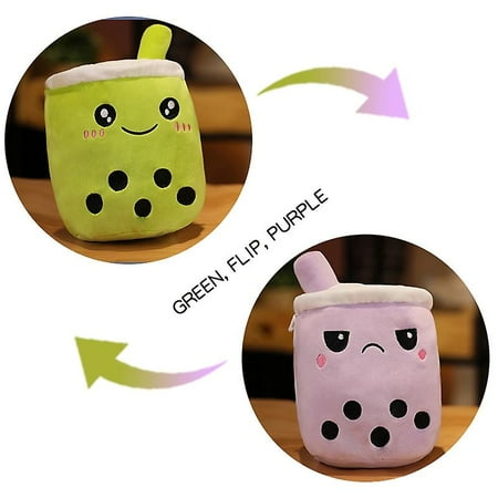 Funny Reversible Emotion Boba Tea Plush Toys Double-sided Bubble Soft ...