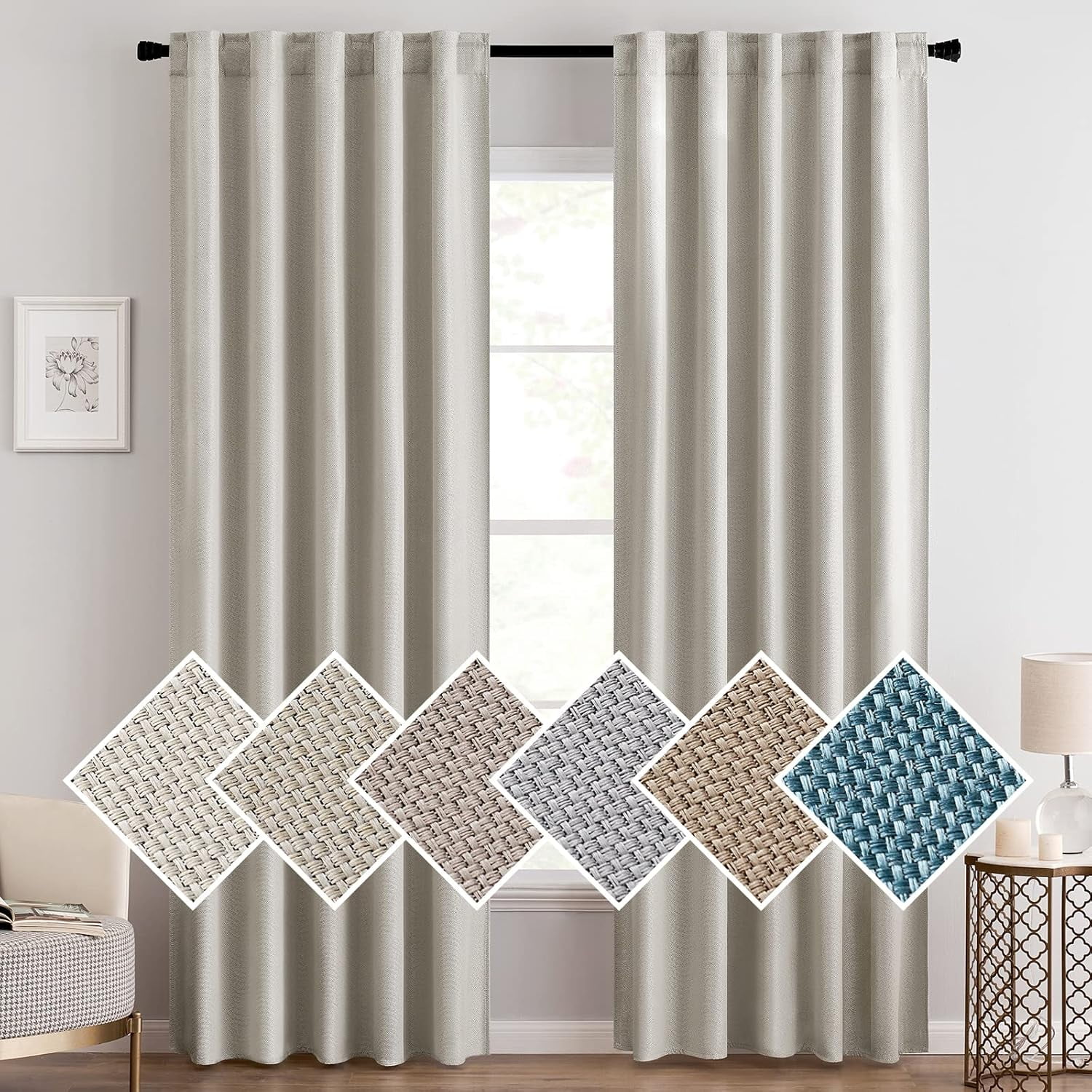 Click here for Siabc-Linen Curtains 96 Inches Long Blackout Curta... prices