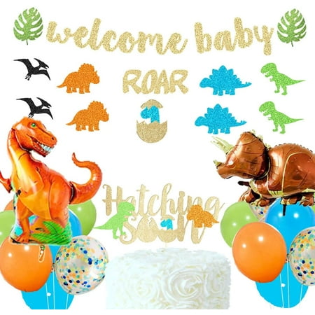 Dinosaur Baby Shower Babysaur Balloon Hatching Soon Cake Topper Welcome ...